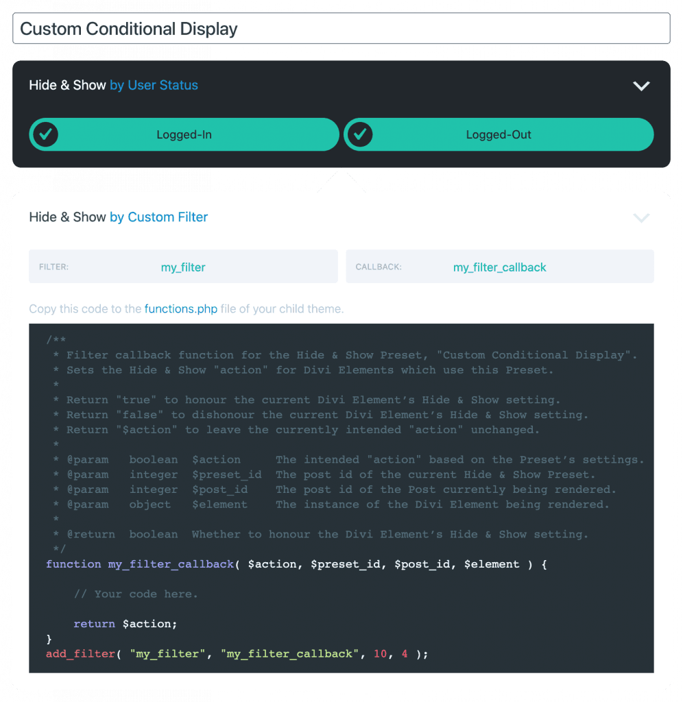 Hide & Show PRO - Examples - Divi-Modules
