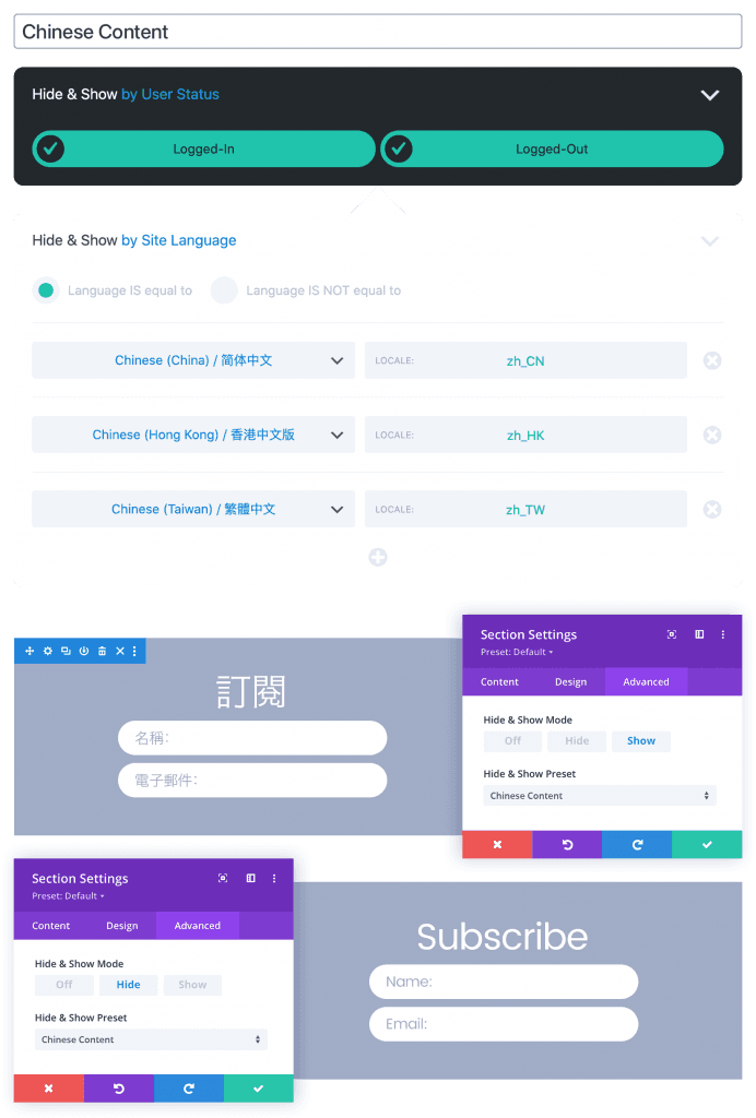 Hide & Show PRO - Examples - Divi-Modules